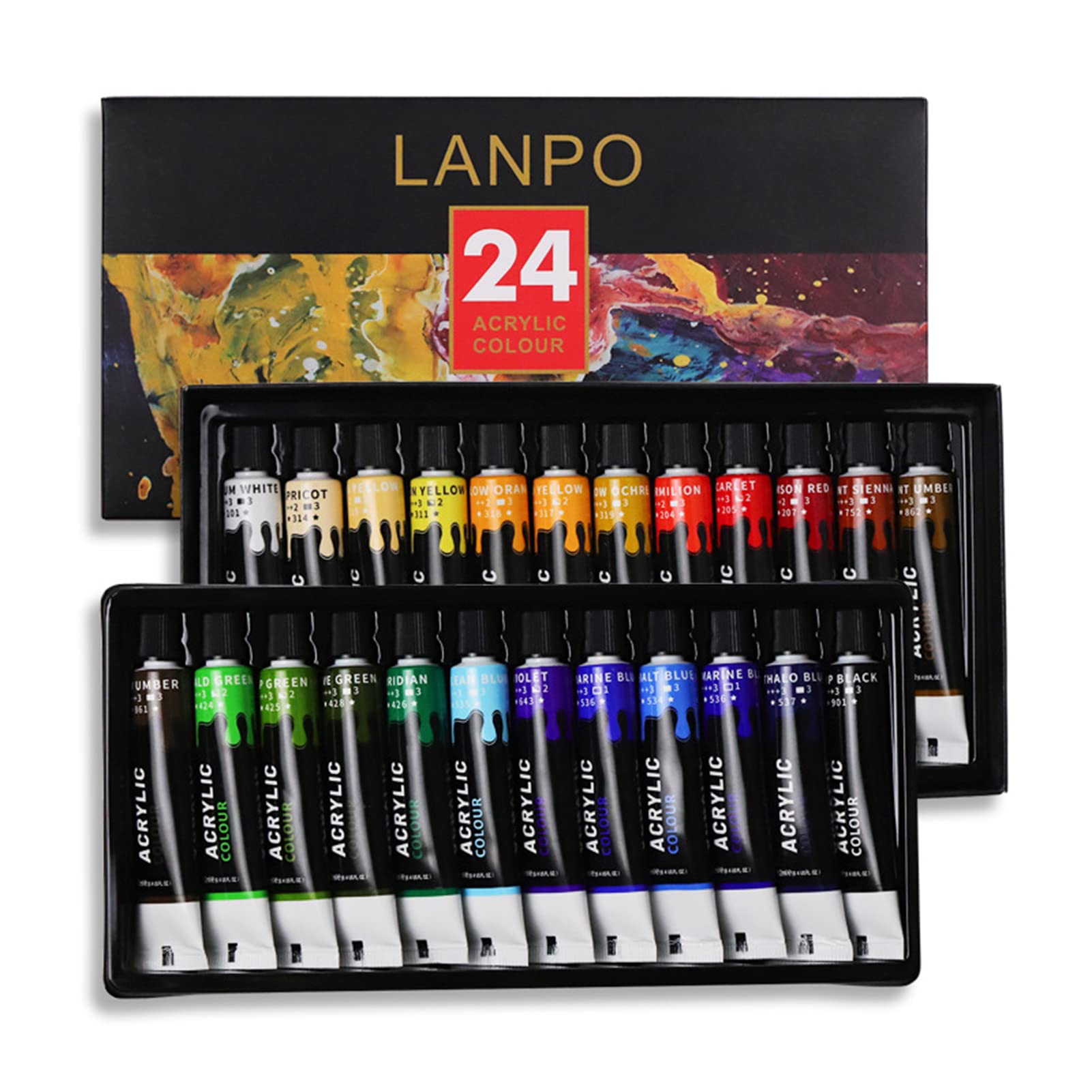 Buy Acrylic Paint Set – Includes 24 Colors (12mL Each) - Paint on Paper ...