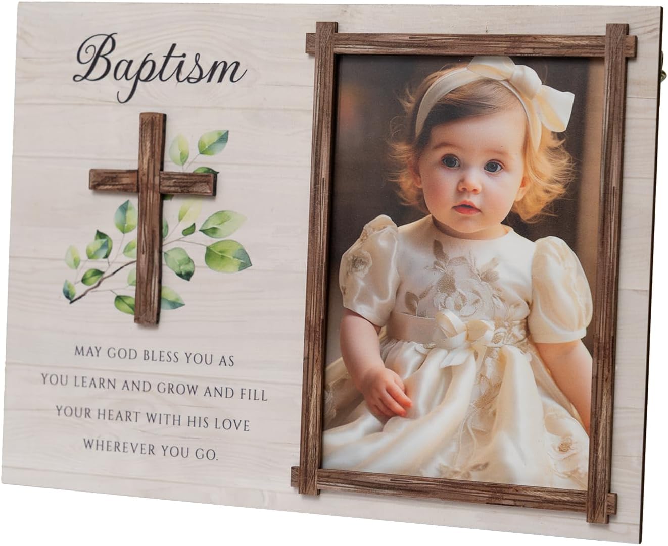 Amazon.com - Baptism Script With Jewel Tone Cross Swirled Ivory 7.25 x ...