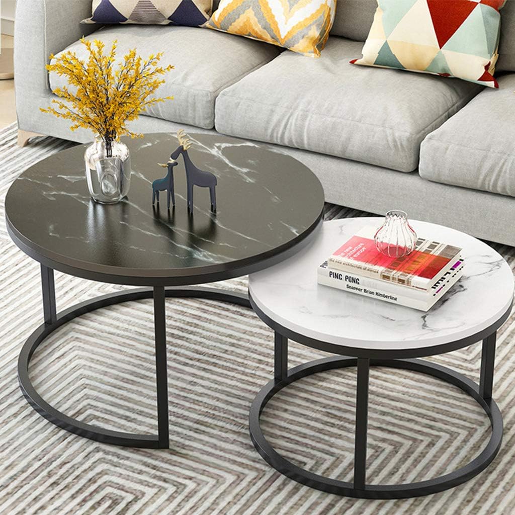 Amazon.com: Set of 2 Coffee Tables Sofa Side Table MDF Table top 70 ...
