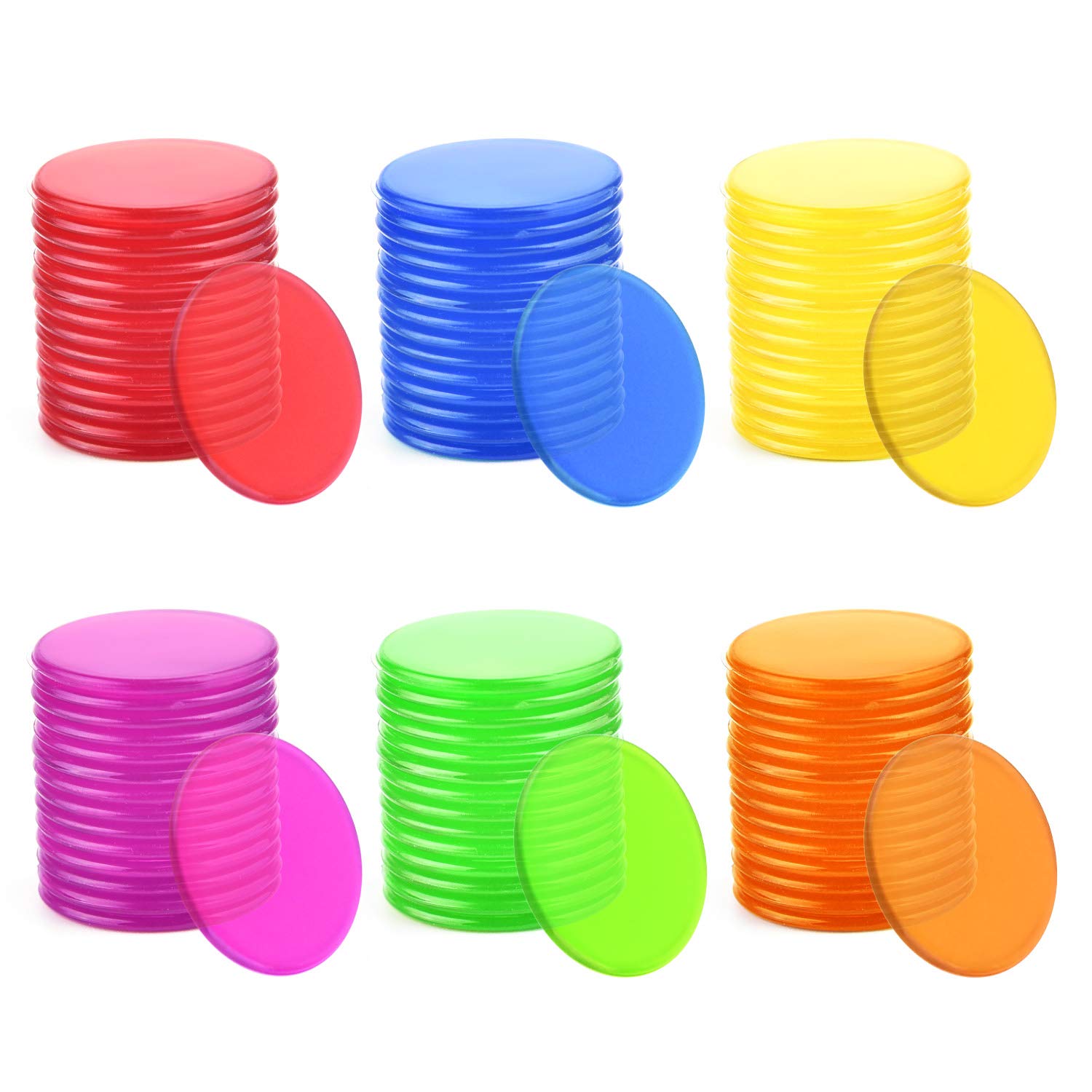 Snapklik.com : Coopay 300 Pieces Counters Counting Chips Plastic Markers Mixed Transparent ...