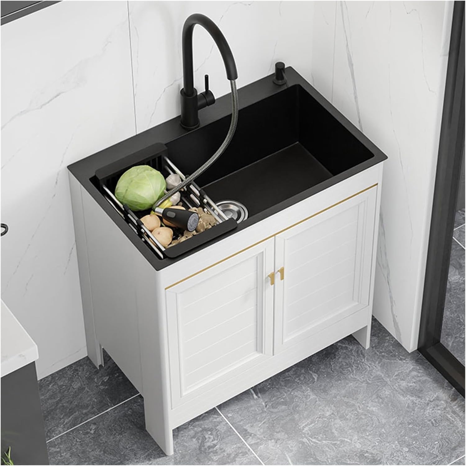 Amazon.com: Stainless Steel Utility Kitchen Sink Cabinet,Bathroom ...