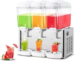 Amazon.com: ROVSUN 14.4 Gallon/54L Commercial Beverage Dispenser Drink Dispenser, 18L X 3 Tanks ...