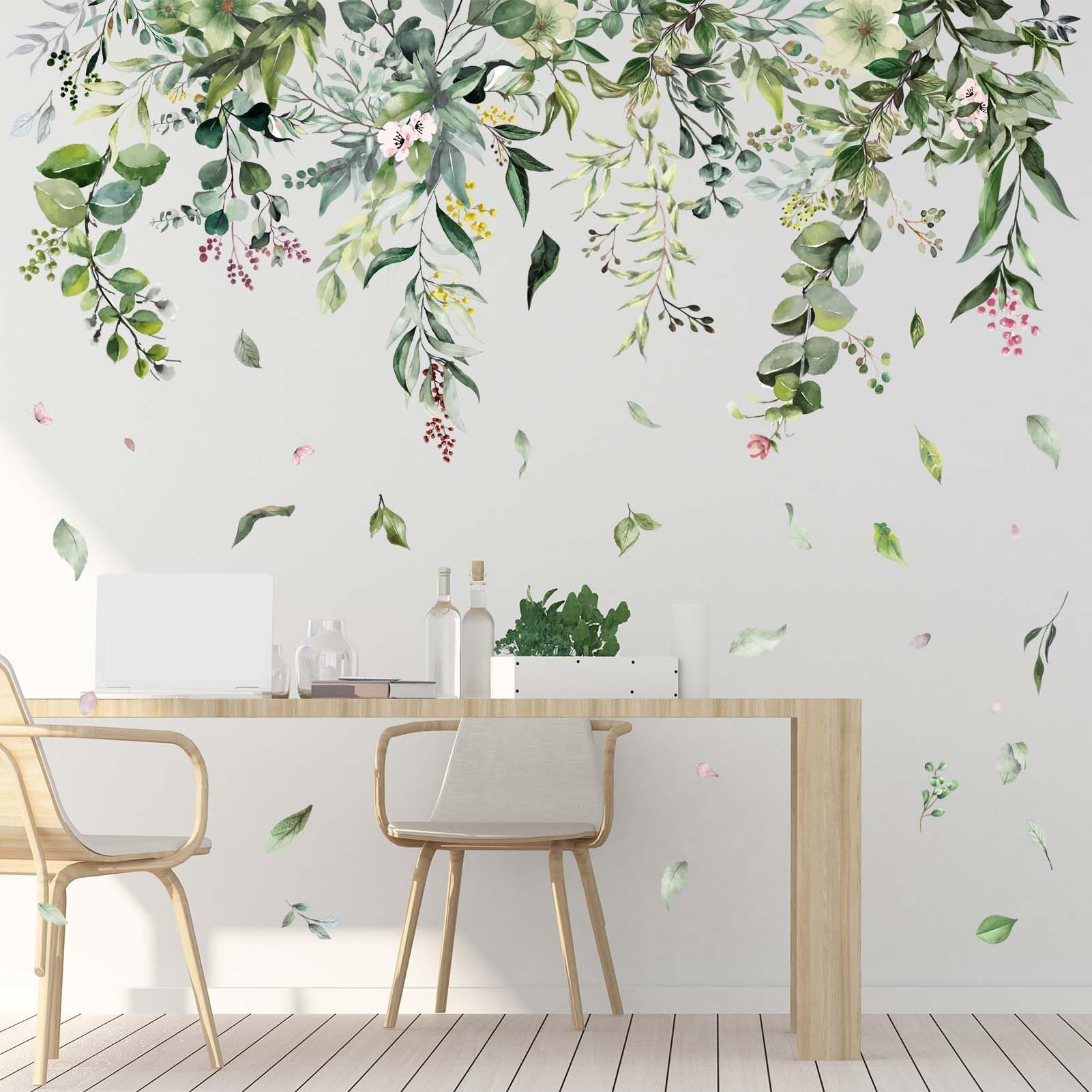 Amazon.com: PinkEleph Hanging Leaves Wall Stickers - Nature Hanging ...