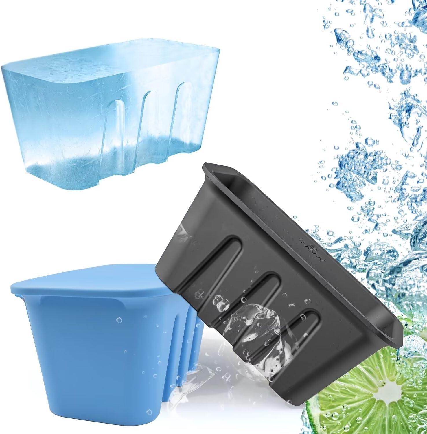 Amazon.com: Ultra Large Ice Cube Molds,2pack Silicone Ice Cube Tray ...