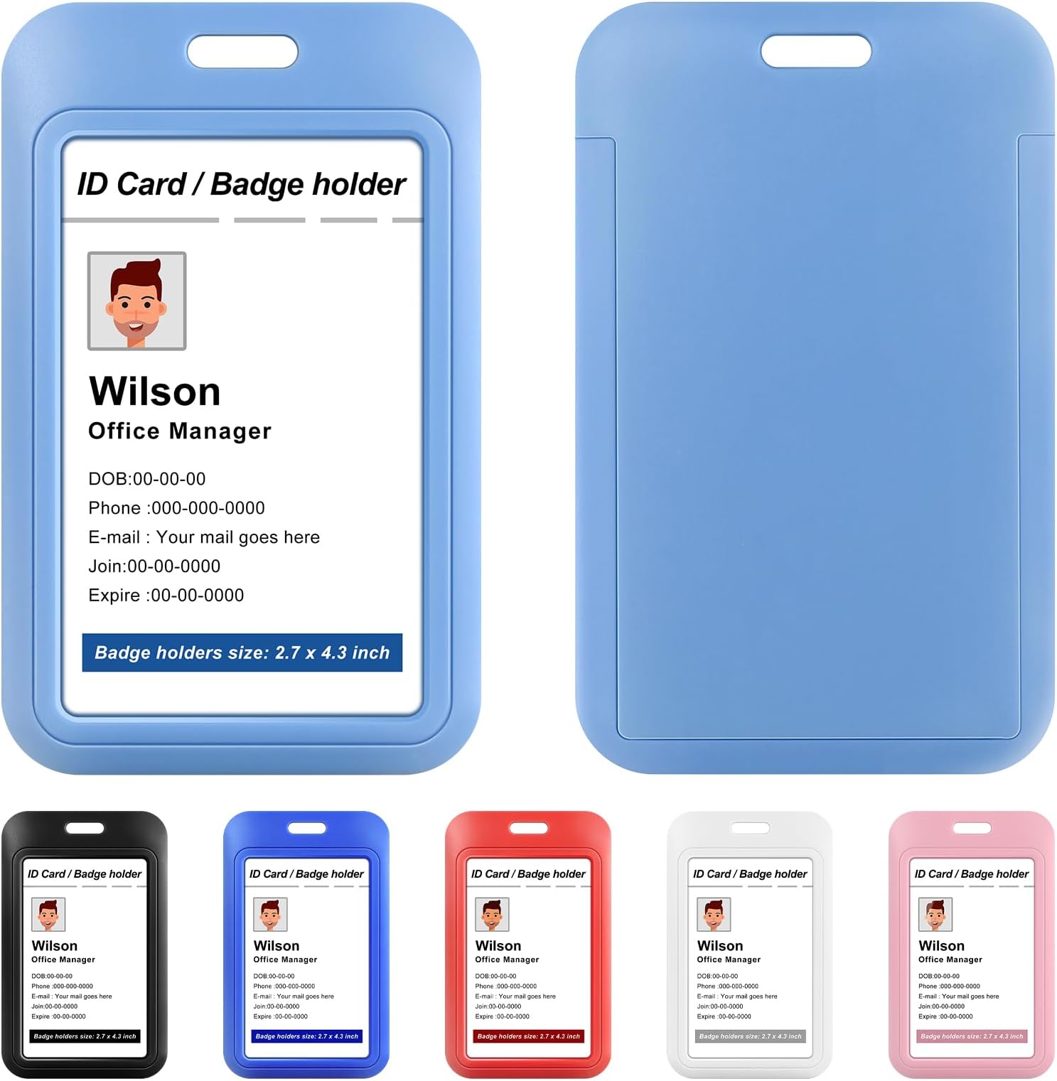 Amazon.com : 3 Pack Sliding ID Badge Holders Plastic Vertical ID Card ...