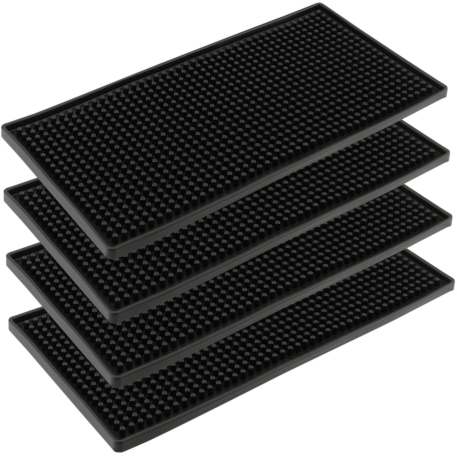 LEXININ 4 Pack 6 x 12 Inch Black Rubber Bar Mat, 15 x 30 x 1cm Small ...