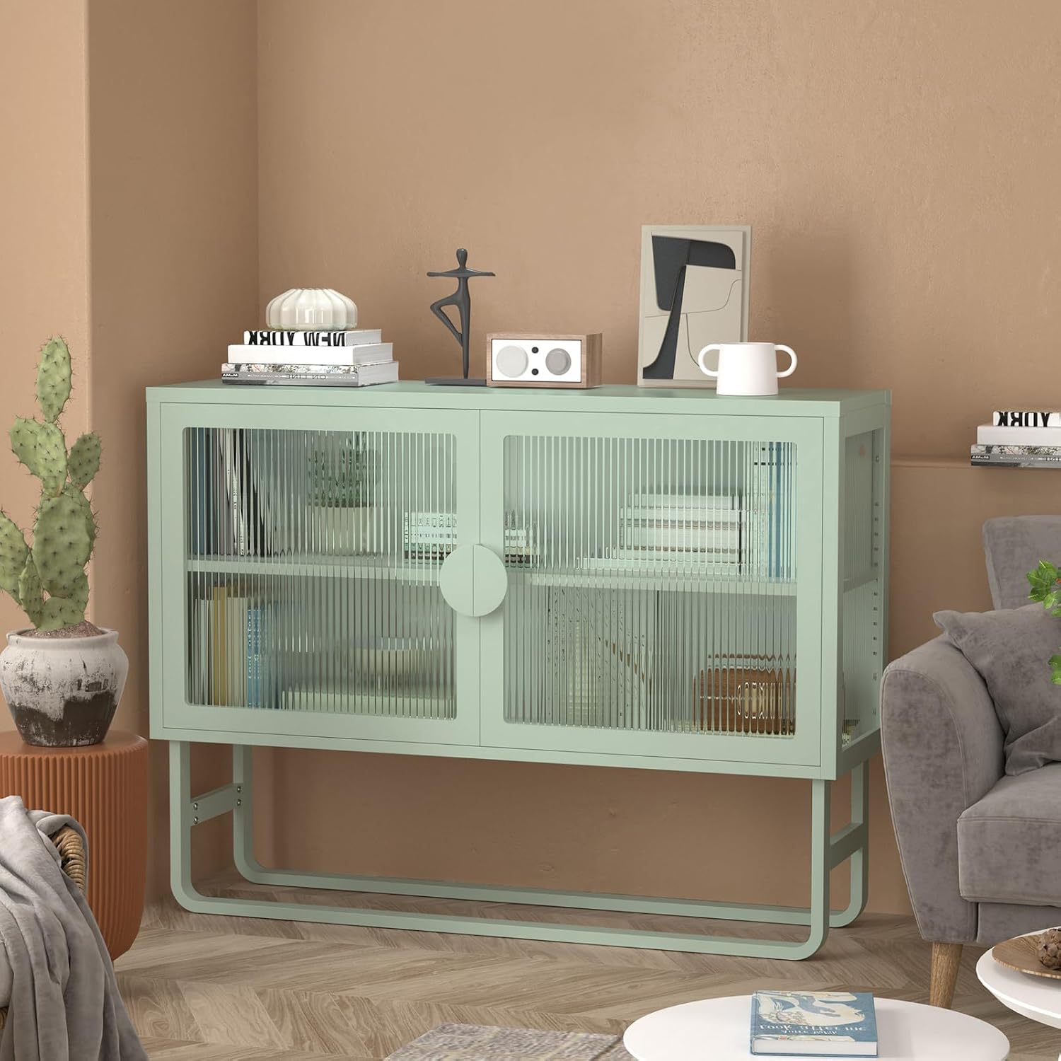 Amazon.com - LUMISOL Sideboard Buffet Cabinet, Stylish Tempered Glass ...