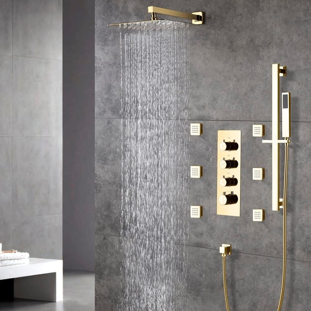 Cascada Luxury 12” Rainfall Shower set (Wall Mounted) with 4 knob ...