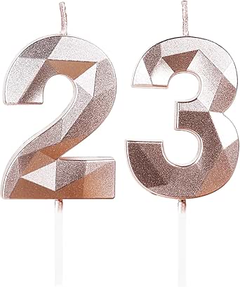 Amazon.com: 23th Birthday Candles,Number 23 Candles,Rose Gold Happy ...