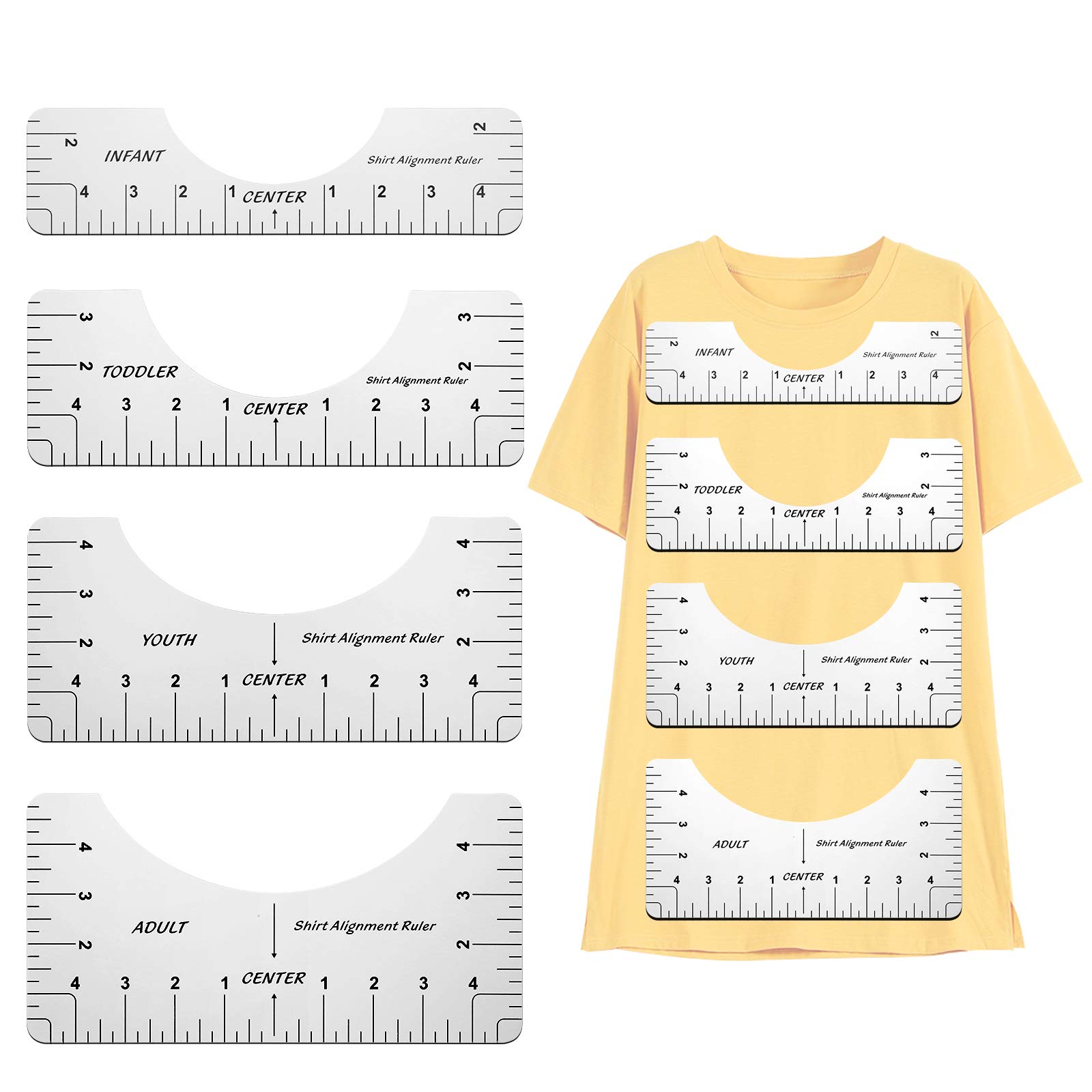 Buy 4 Pcs T-Shirt Ruler Guide Tool to Center Designs - Tshirt Alignment ...