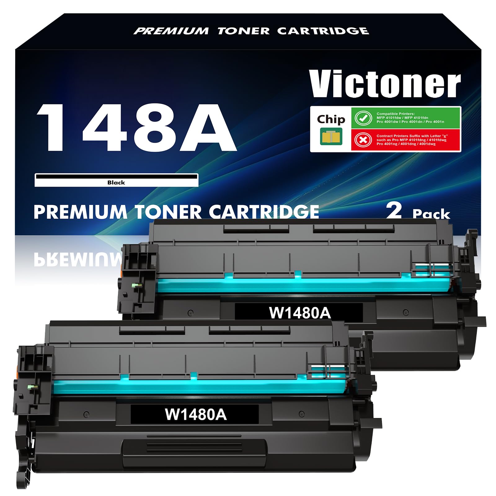 148A 148X Toner Cartridge Black 2-Pack with Chip Compatible for HP 148A ...