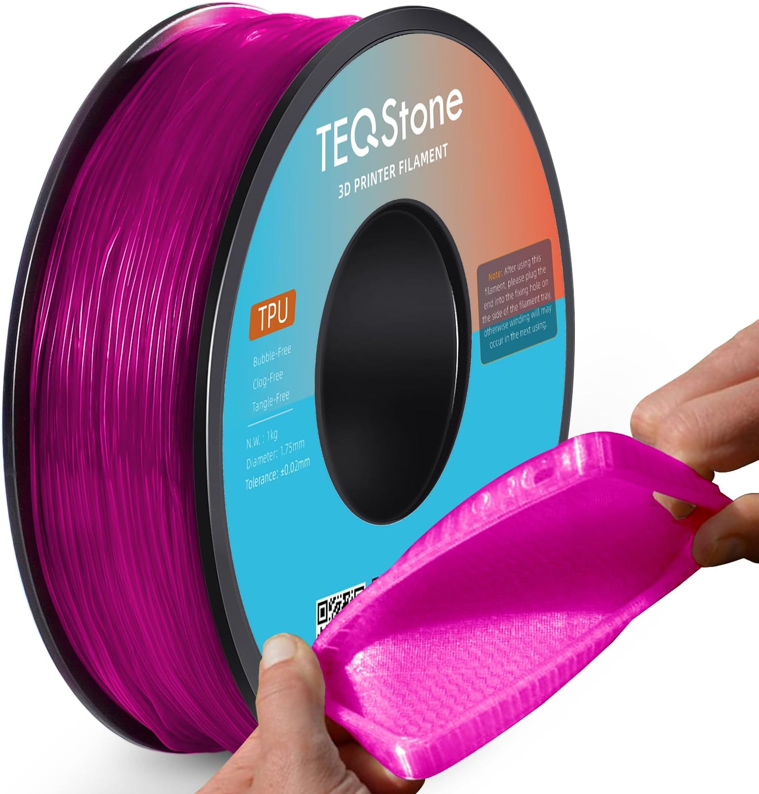 Amazon.com: TEQStone TPU Filament 1.75mm 1Kg Pink Spool 95A Flexible ...