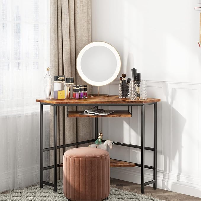 Amazon.com: DlandHome Corner Desk Triangle Computer Desk with Keyboard ...