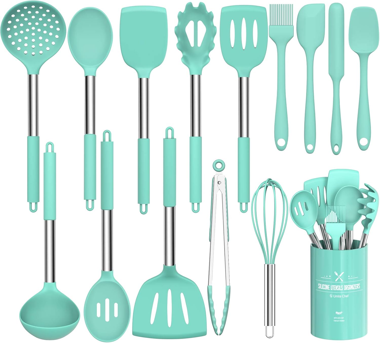 Amazon.com: Silicone Cooking Utensil Set, Umite Chef 15pcs Silicone ...