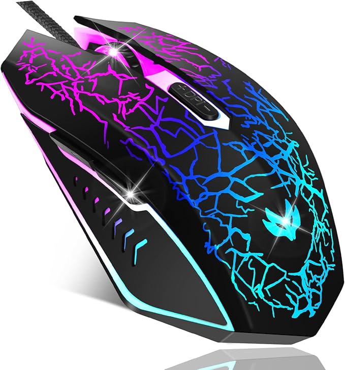 Amazon.com: LuLabboard Wired Gaming Mouse, 4-Color LED Light Computer ...