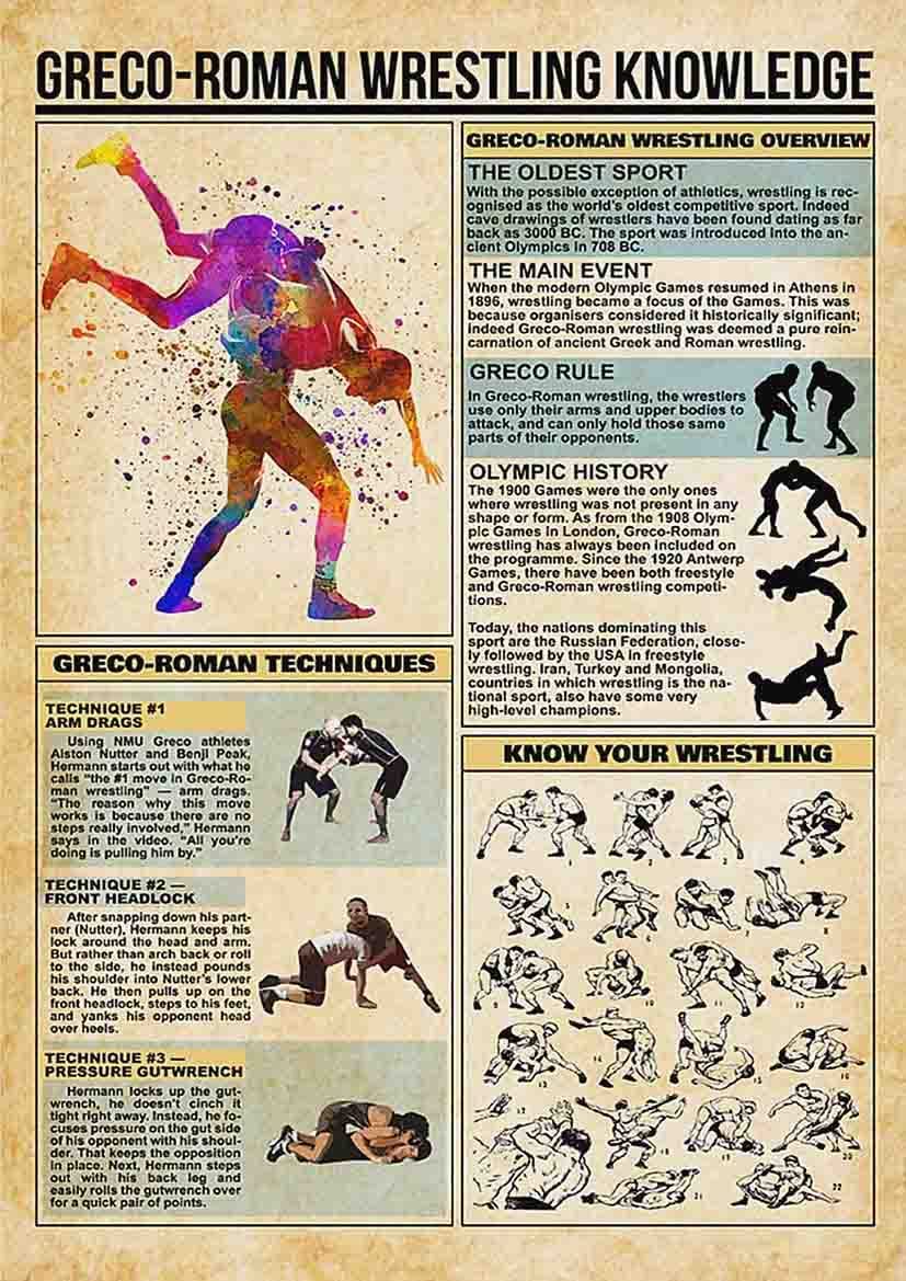Amazon.com: Youpinnong Wrestling Infographics Metal Tin Signs Greco ...
