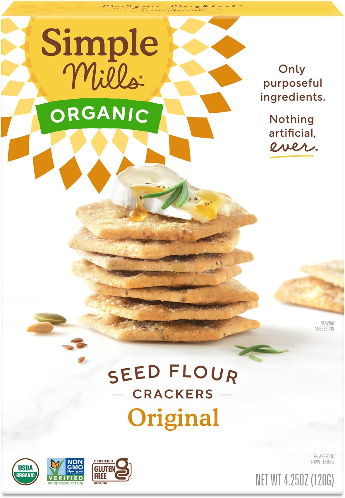 Amazon.com: Simple Mills Organic Seed Crackers, Original - Gluten Free ...