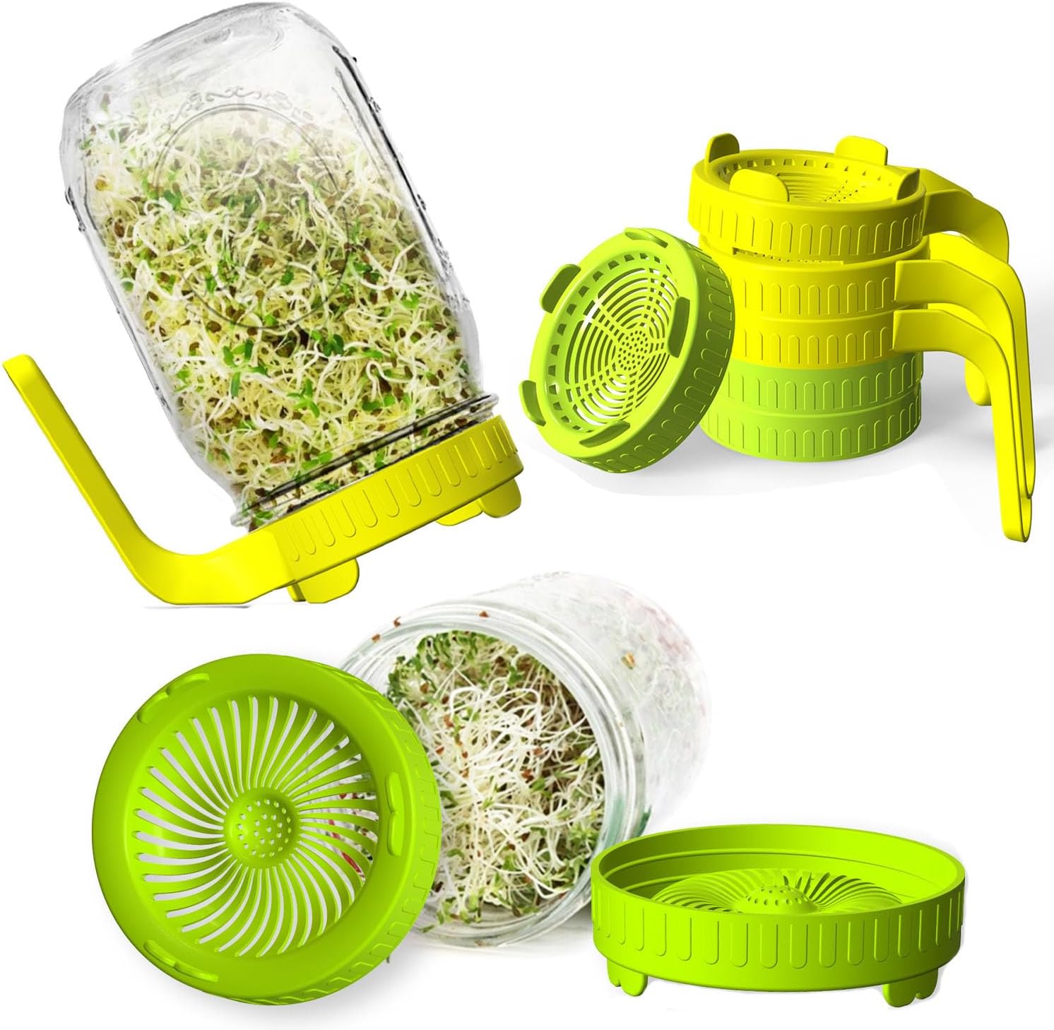 Amazon.com: Axim Sprouting Jar Lids,Sprouts Growing Kit for Wide Mouth ...