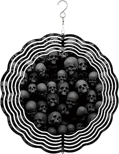 Amazon.com: Skulls Wind Spinner 9.8inch 3D Stainless Steel Hanging Wind ...