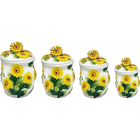 Amazon.com - Sunflower Kitchen Canisters, 4 pc Canisters Sunflower ...