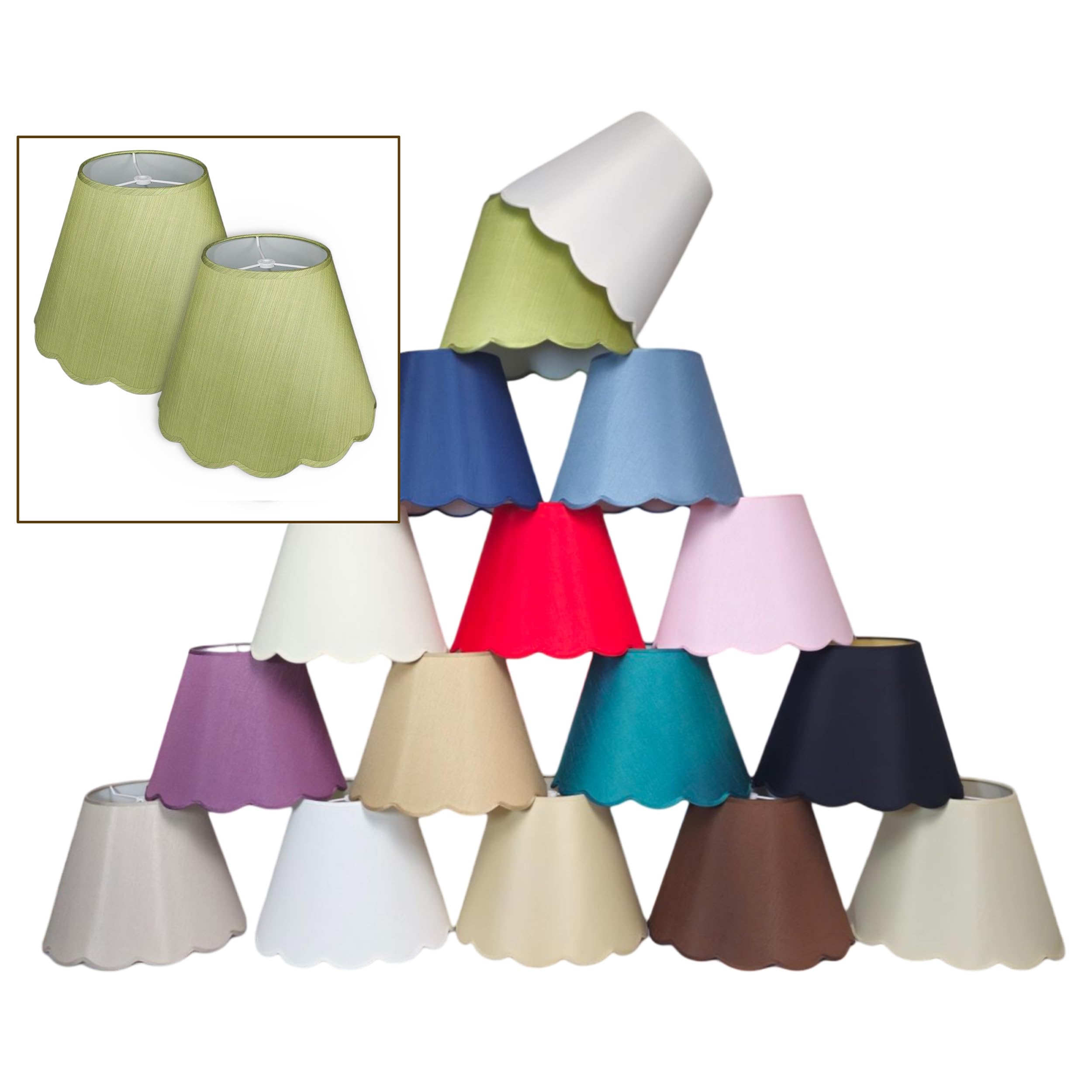 Royal Designs, Inc. Set of 2 Round Scalloped Bottom Medium Lamp Shade ...