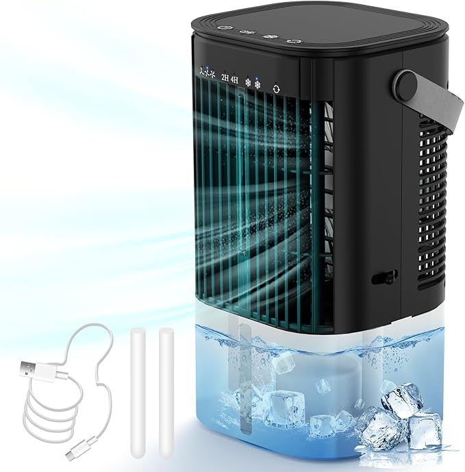 Amazon.com: Portable Air Cooler Fan - Mini Desktop AC Cooler Fan with 2 ...
