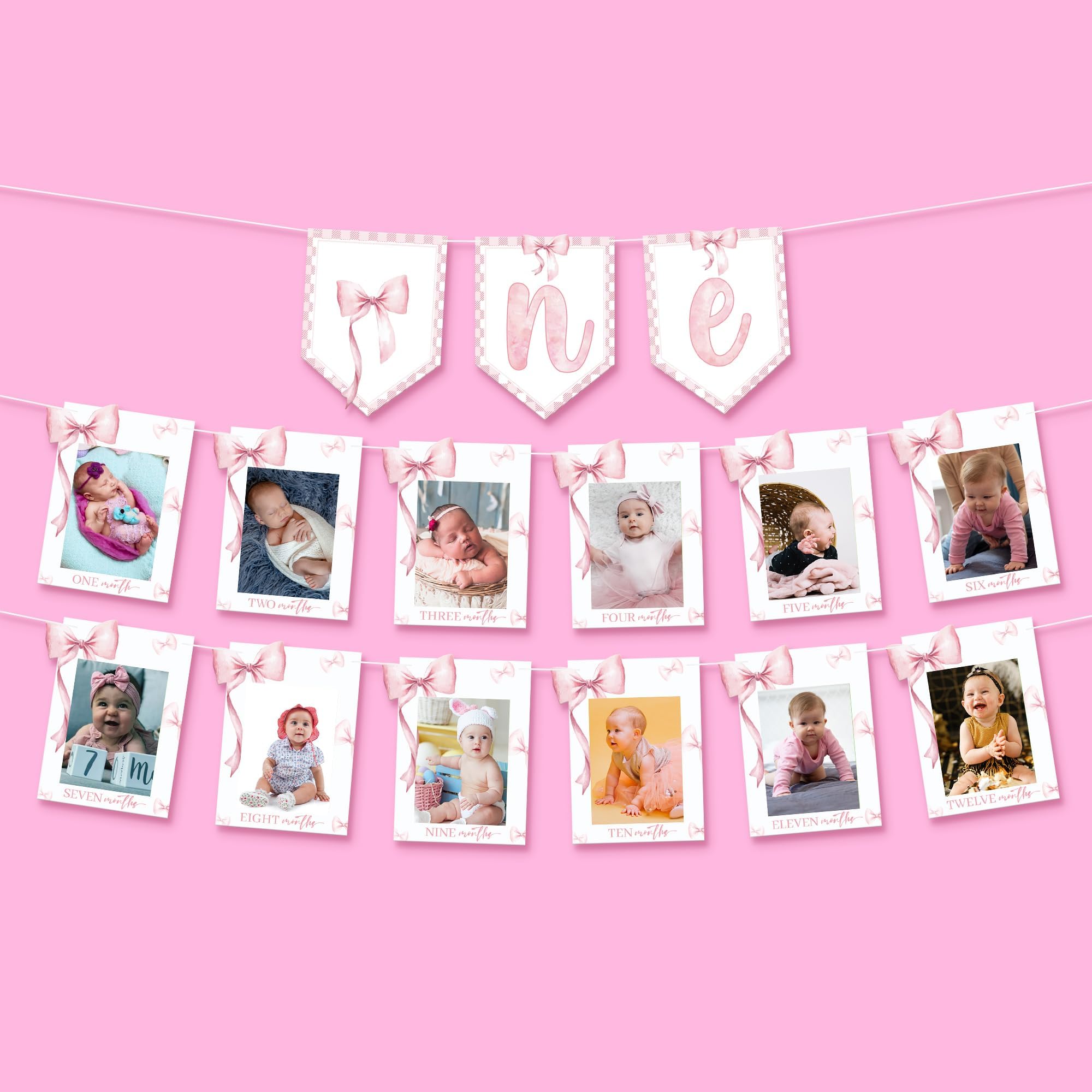 Amazon.com: 1st Birthday Photo Banner 1-12 Monthly Milestone Picture ...