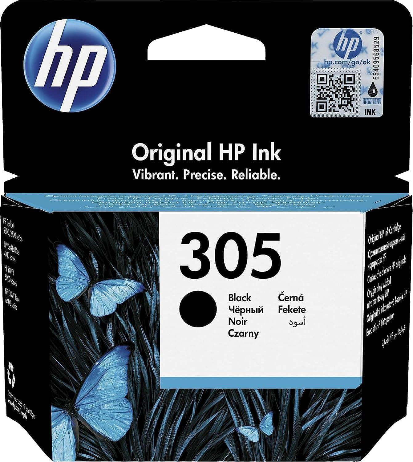 HP Ink 3YM61AE/3YM60AE 305 Multipack Original Tintenpatronen, Schwarz ...