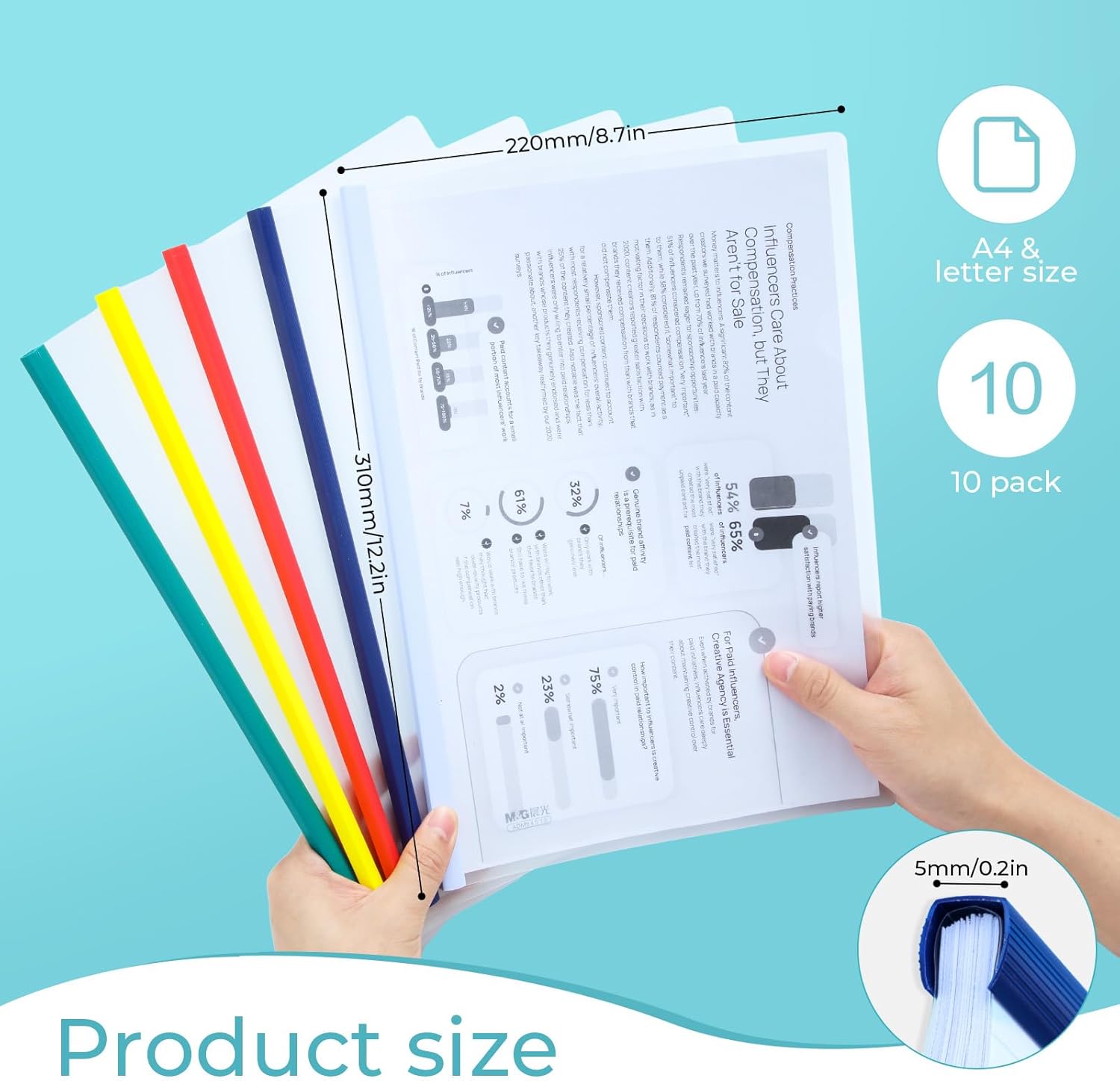 M&G 10 Pack Report Covers with Sliding Bar, 5mm Philippines | Ubuy