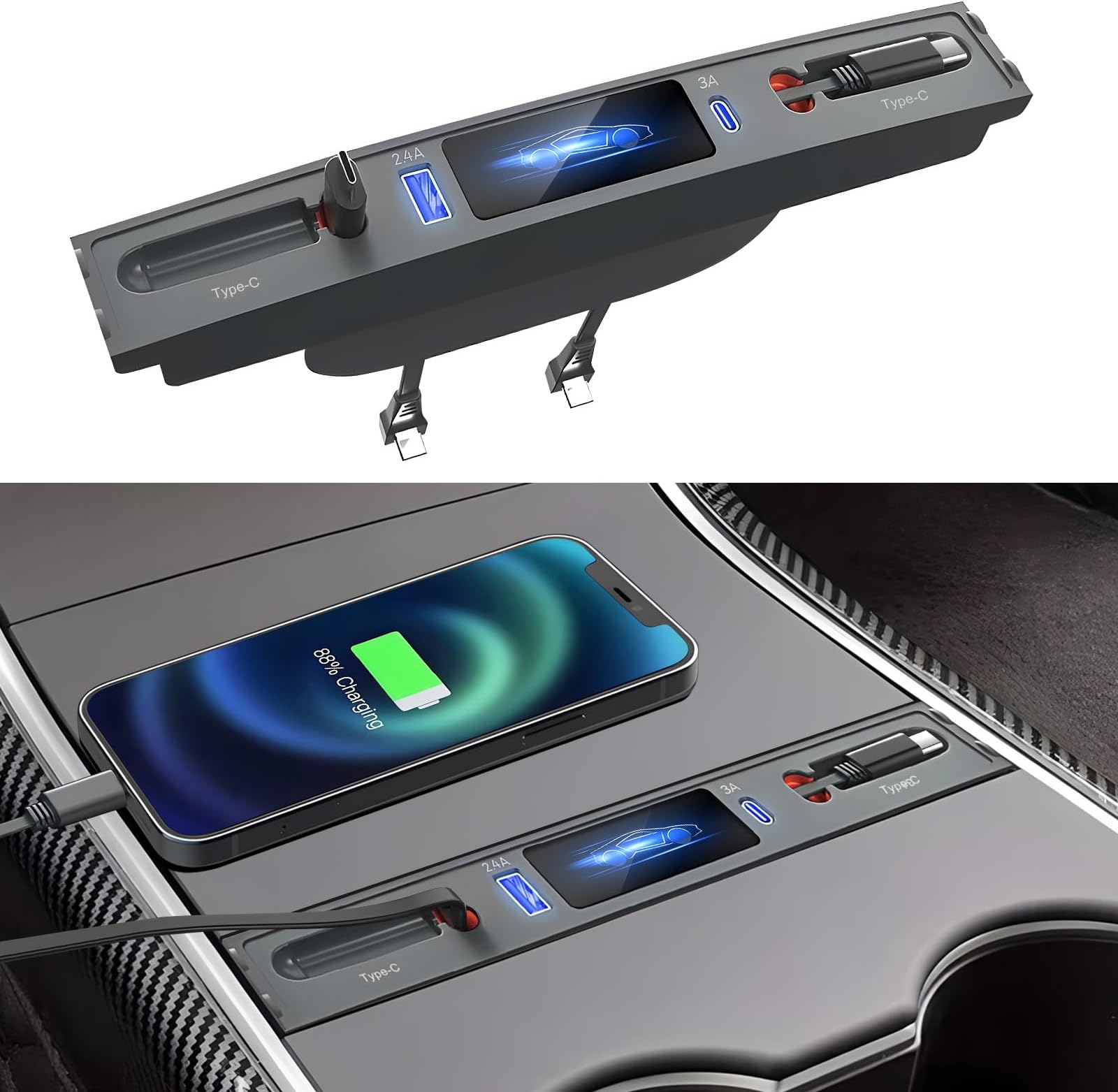 Amazon.com: Qoope 2 Type-C Tesla USB Hub for Tesla Model 3 Model Y ...