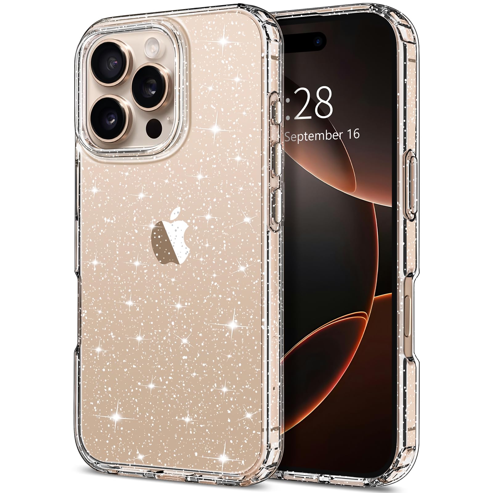 Amazon.com: Hython for iPhone 16 Pro Case Glitter, Clear Glitter Sparkly Shiny Bling Sparkle ...