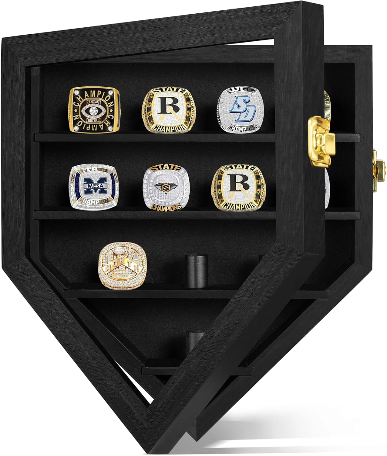 Amazon.com: Championship Ring Display Case 12 Ring Posts, Sports Ring ...