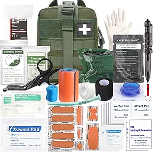 Amazon.com: Ifak Kit de trauma, 74 piezas mejoradas de primeros auxilios tácticos, bolsa Molle ...
