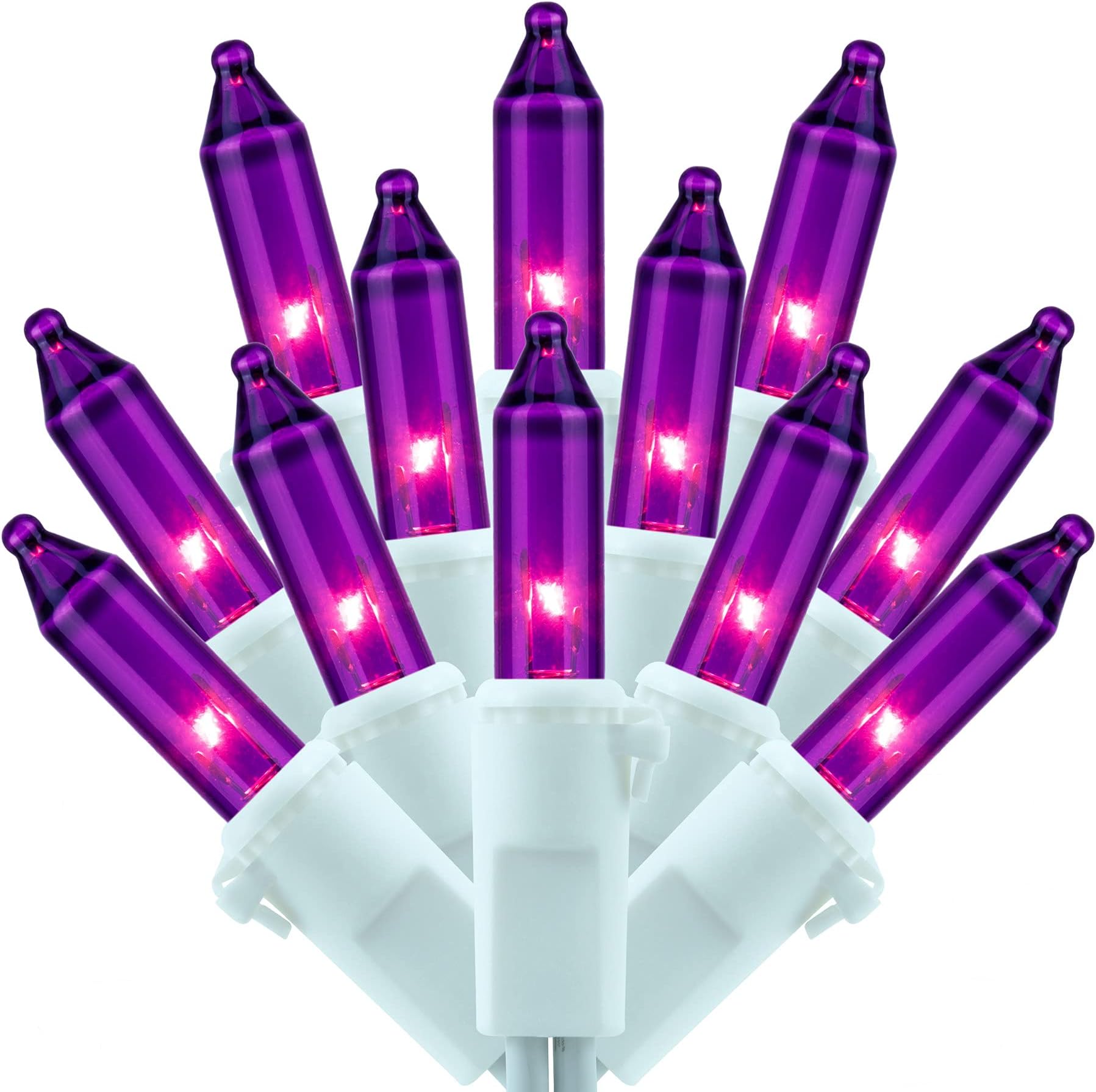 Amazon.com: 35-Count Purple Mini Christmas Light Set, 7ft White Wire ...