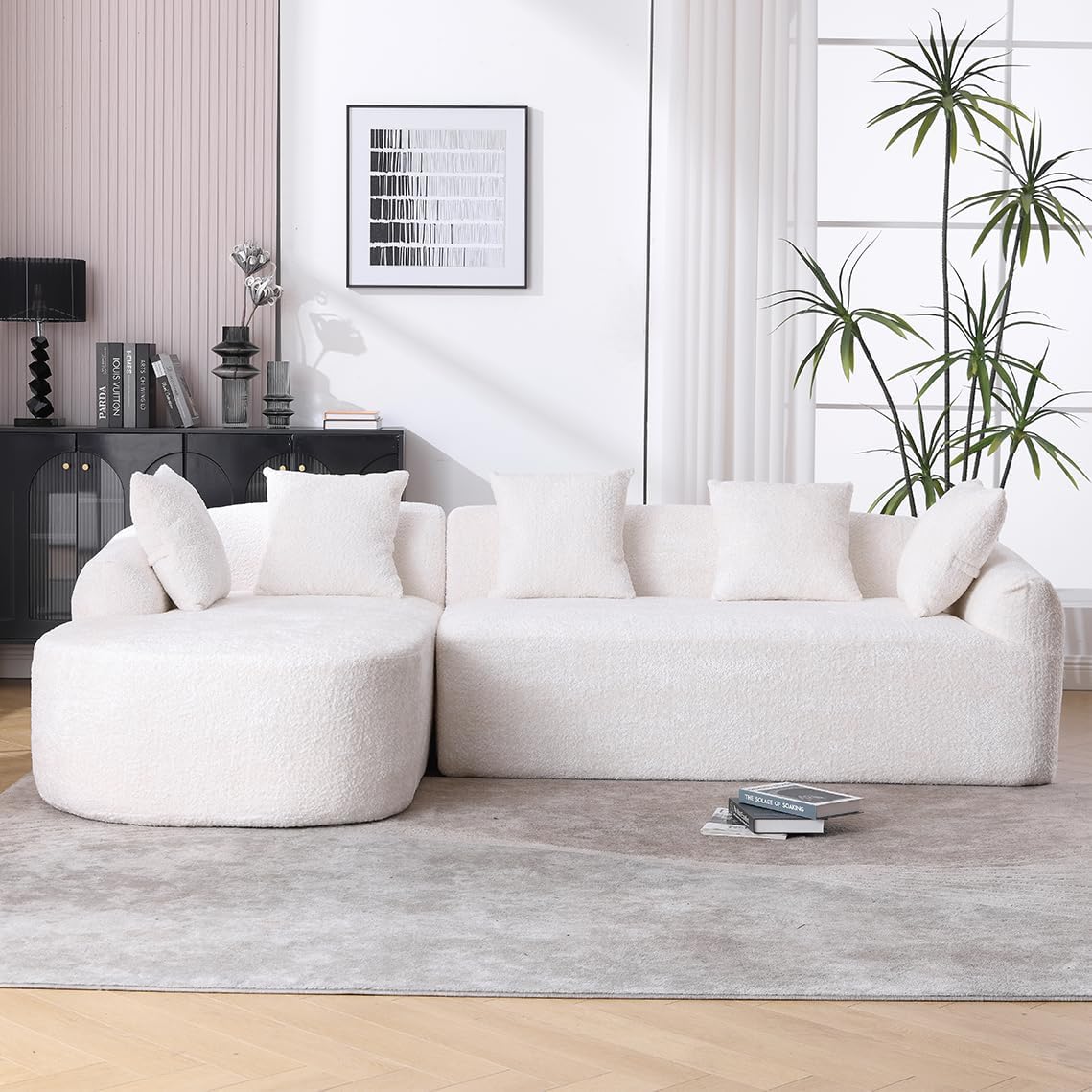 Amazon.com: 99" L-Shape Cloud Couch with Chaise,Comfy Plush Corduroy ...