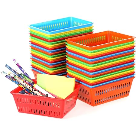 Amazon.com : DEAYOU 24 Pack Classroom Storage Baskets, Small Plastic ...