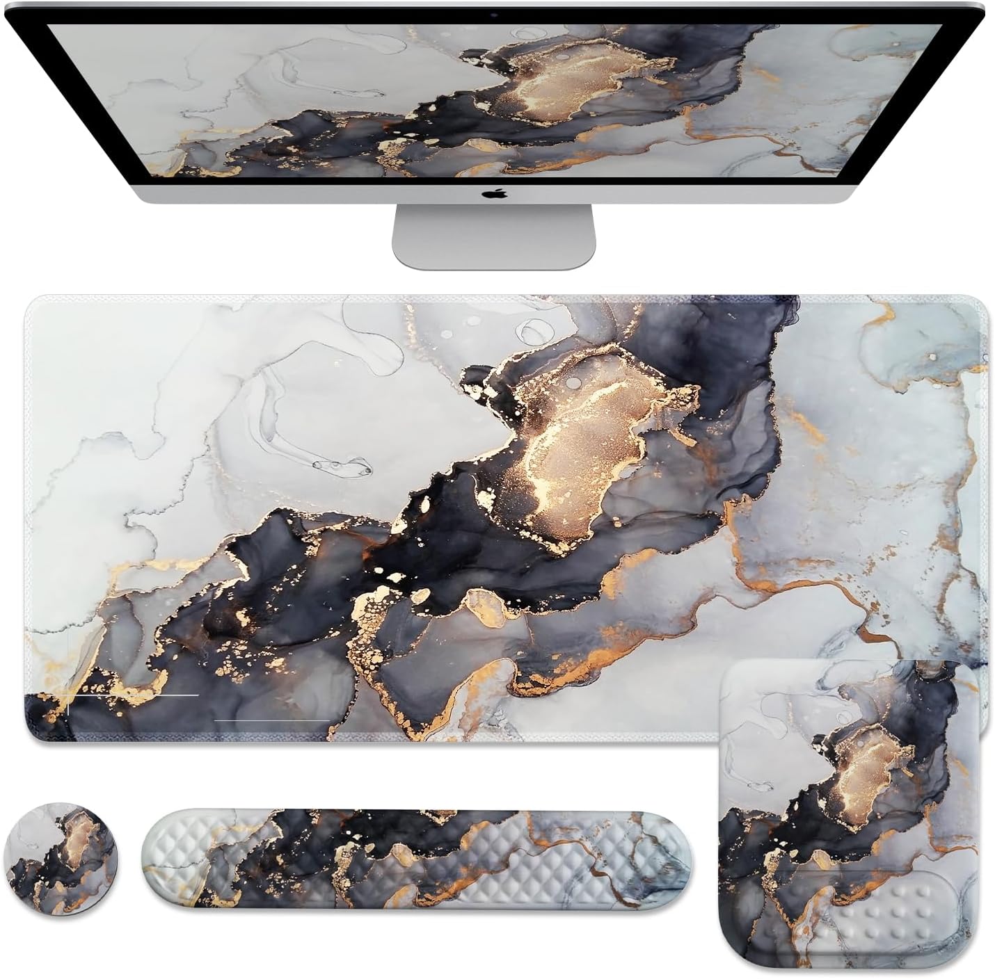 Amazon.com: AIMSA Keyboard Mouse Pad Wrist Rest Set, Large Gaming Mouse ...