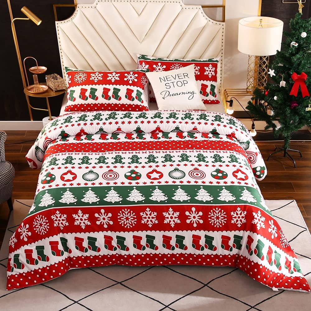 Amazon.com: Geilioo Christmas Comforter Set Christmas Tree Bedding ...