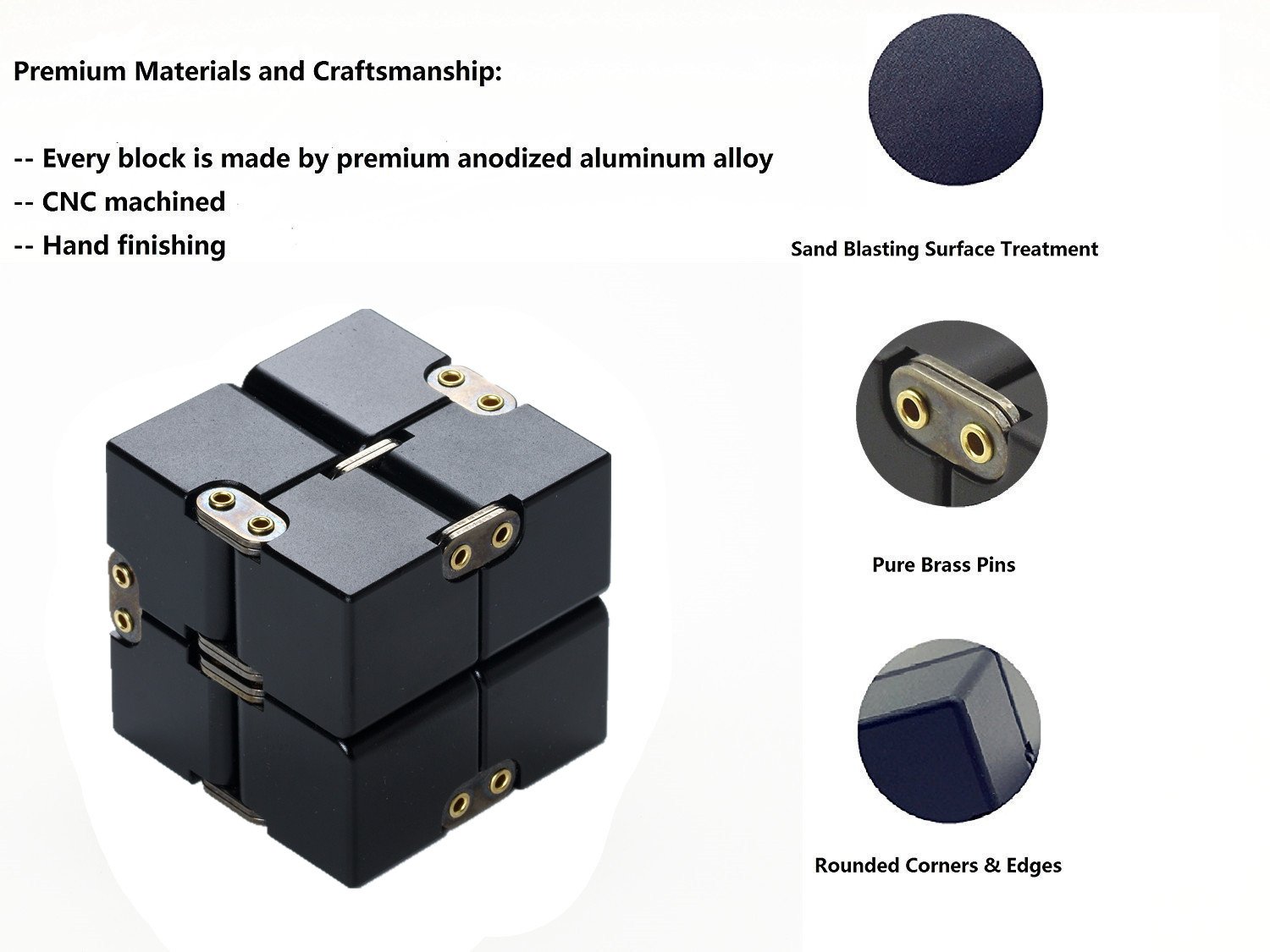 Lifidea Aluminum Alloy Metal Infinity Cube Fidget Cube (6 Colors ...