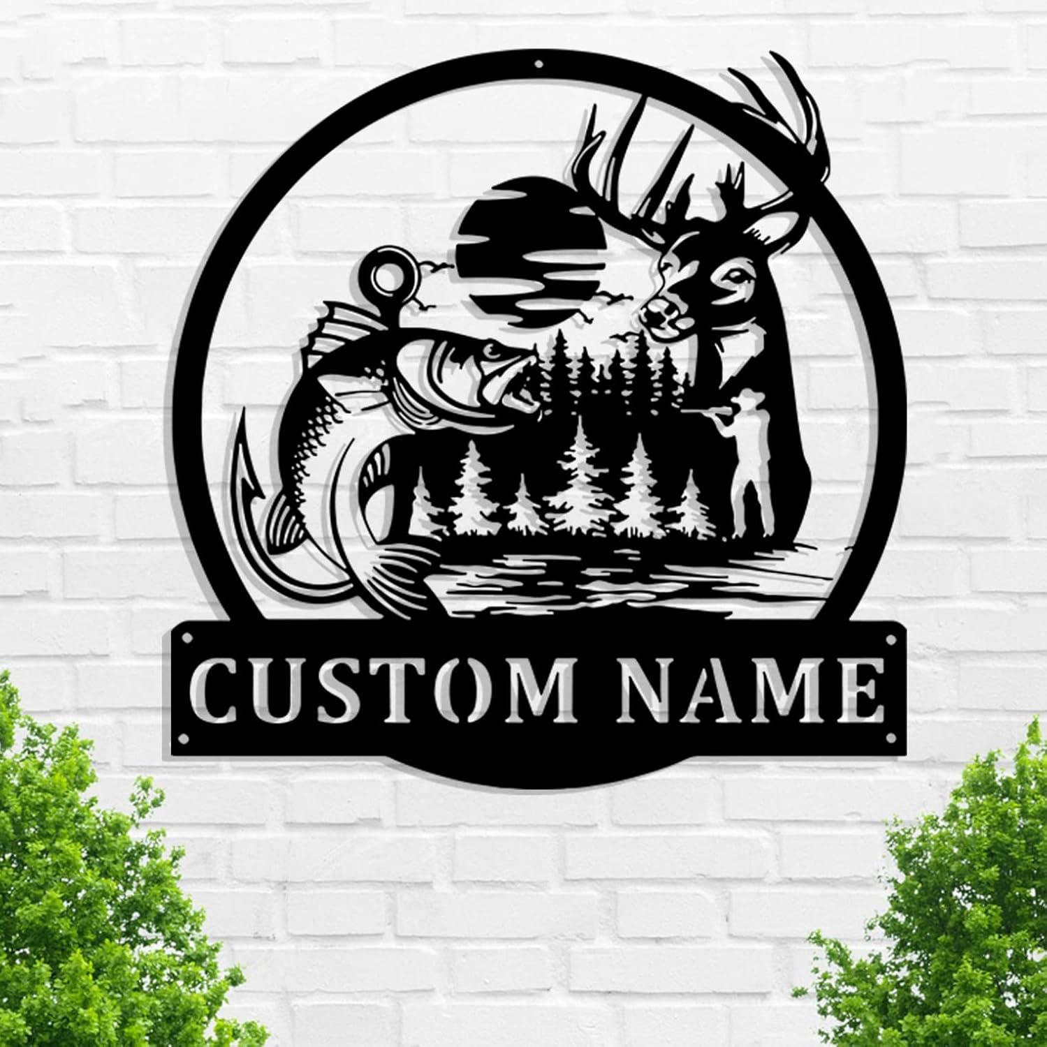 Amazon.com: Custom Deer Fish Metal Sign, Personalized Deer Fish Sign ...