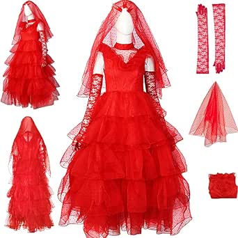 Amazon.com: Lydia Deetz Cosplay gothic Wedding Dress Beetle Bride ...