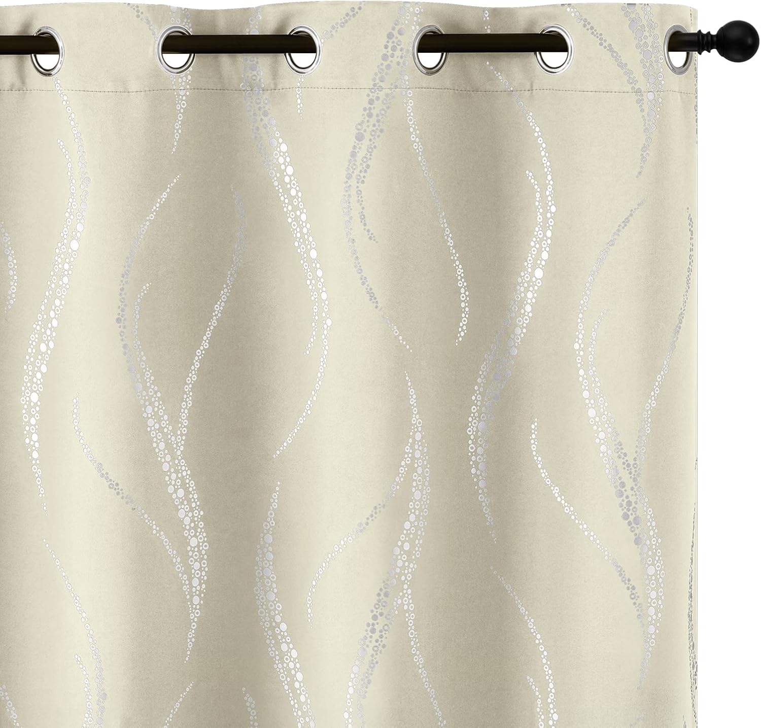 Amazon.com: Yakamok Light Blocking Curtains 84 Inches- Silver Wave Line ...