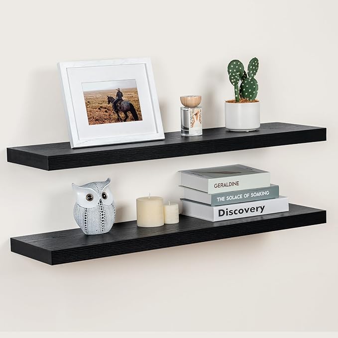 Amazon.com: Floating Shelves Black 36 Inch Long, 9.3" Deep Floating ...