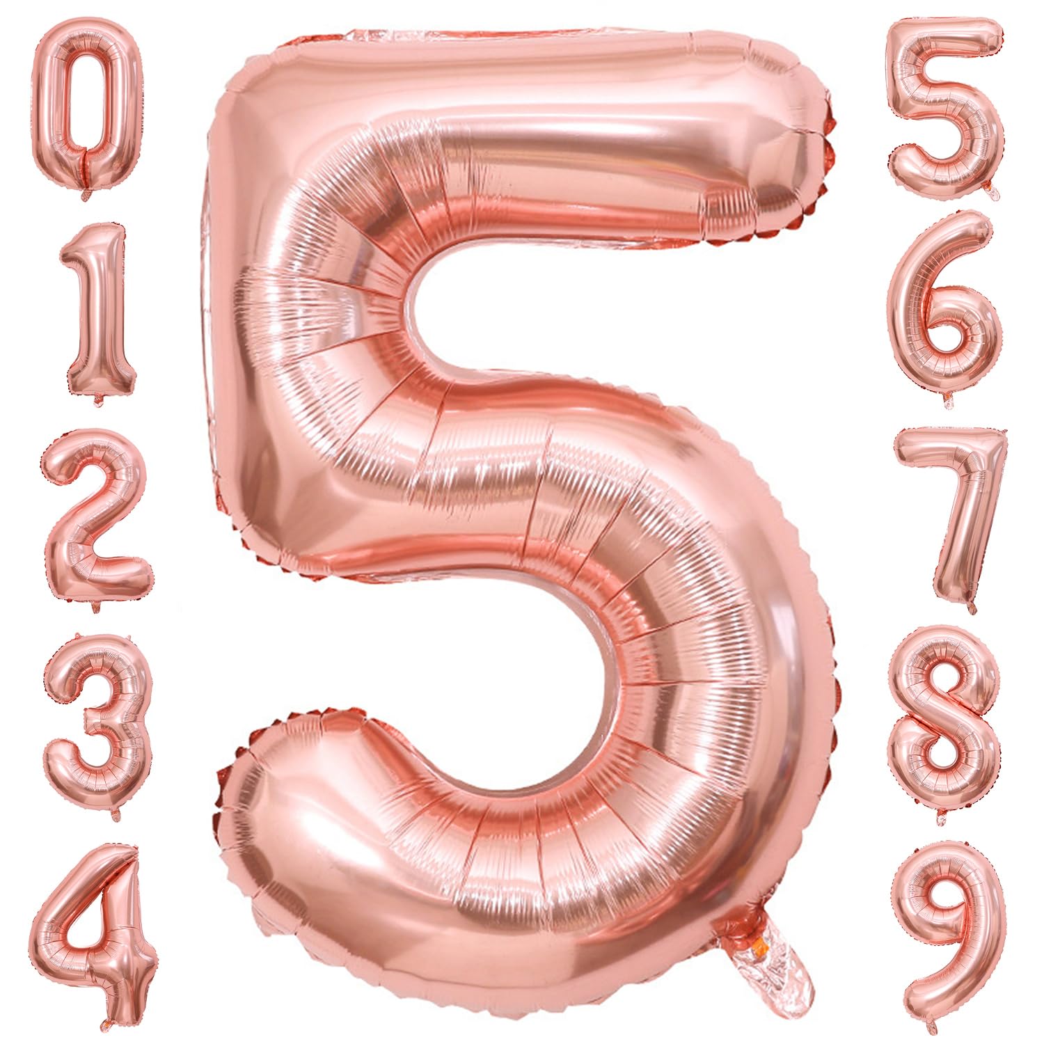 Amazon.com: PatiCool 40 Inch Rose Gold Number Balloon 5, Large Number ...
