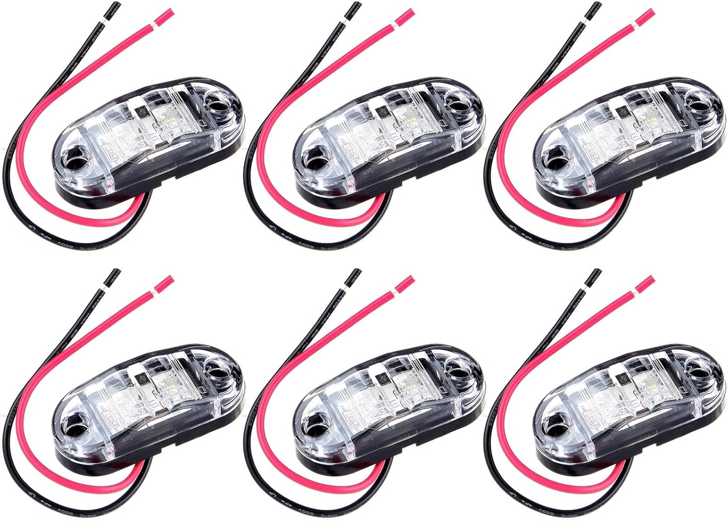 Amazon.com: LBRST 6x Clear 2 Diode LED Trailer Side Marker Light Oval ...