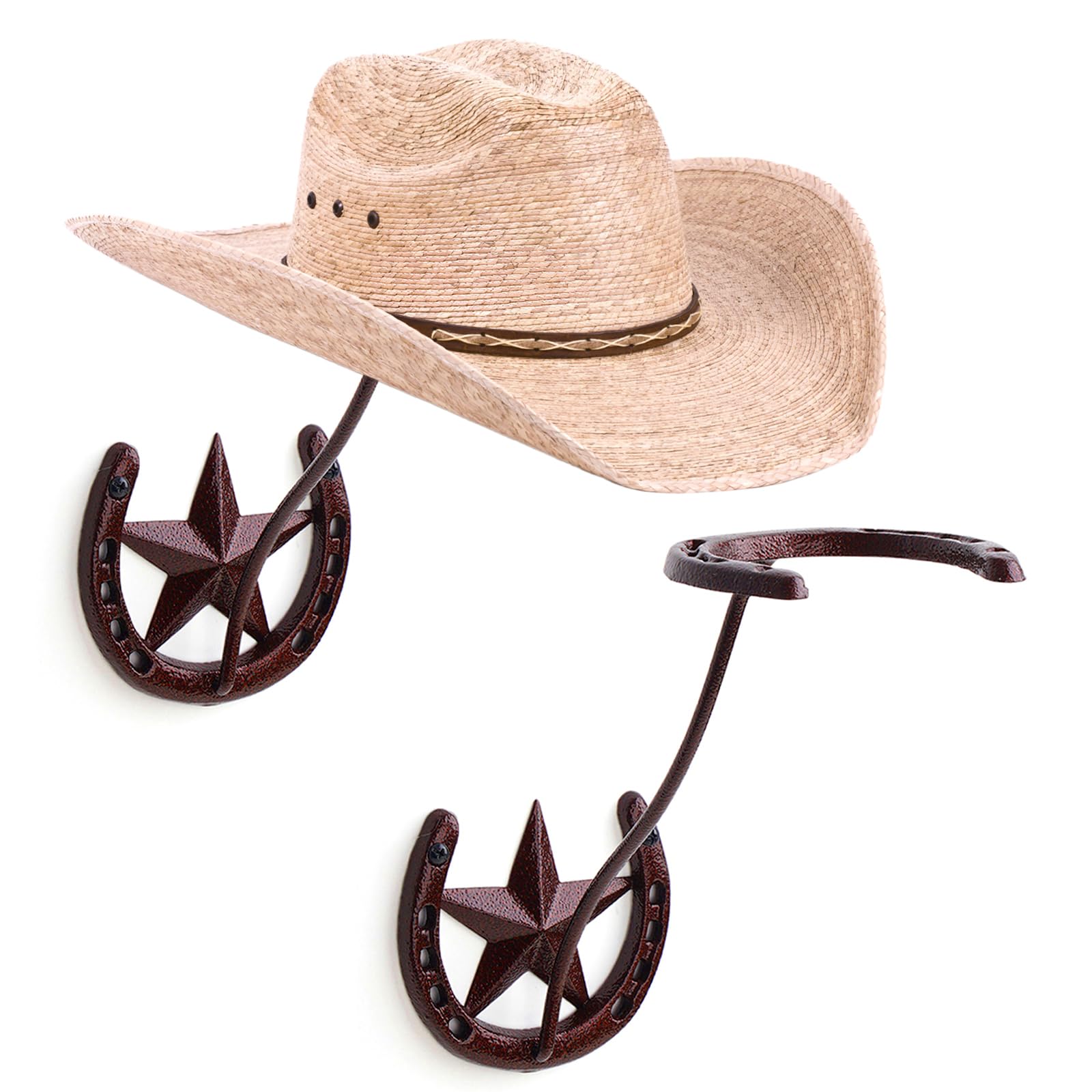 Amazon.com: HYDERMUS Cowboy Hat Rack for Wall 2 Pack Rustic Metal ...