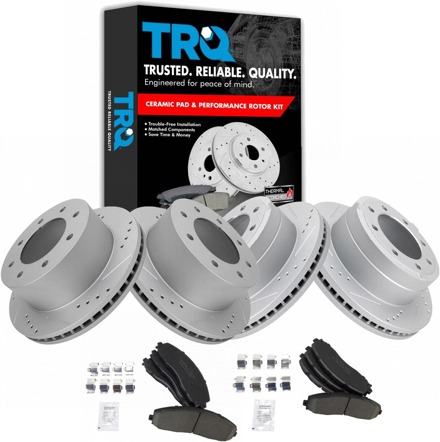 Amazon.com: Callahan BRAKE PARTS Front and Rear Drilled Slotted Brake Disc Rotors and Ceramic ...