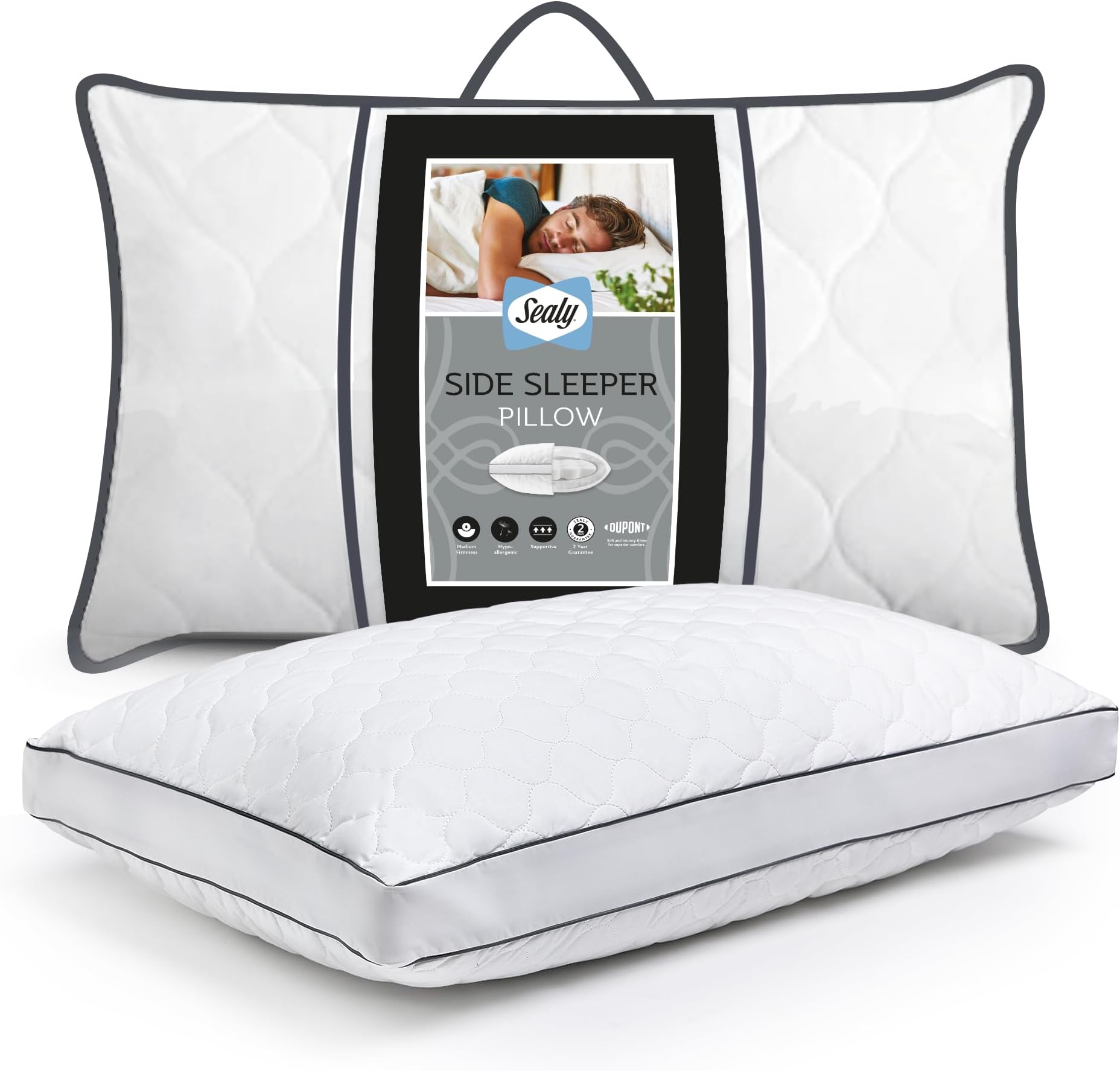 Sealy Side Sleeper Pillow - Supportive Foam Centre Pillow with Medium ...