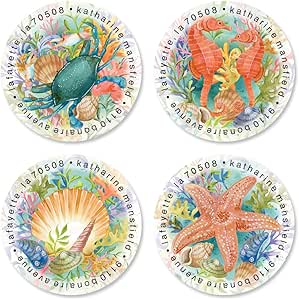 Amazon.com : Colorful Images Colorful Ocean Beach Round Return Address ...