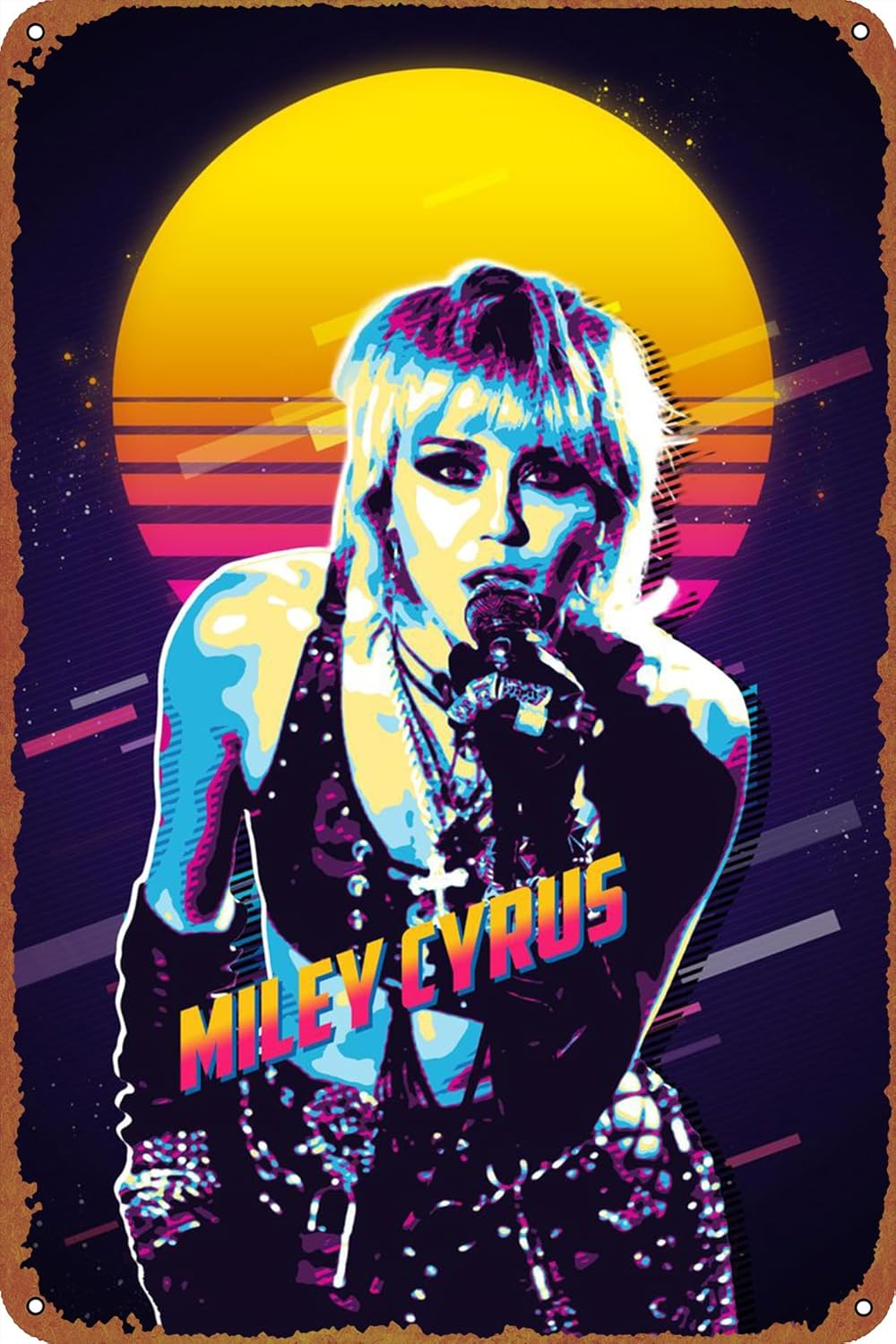 Amazon.com : Miley Cyrus Poster Tin Metal Sign Vintage Wall Plaque ...